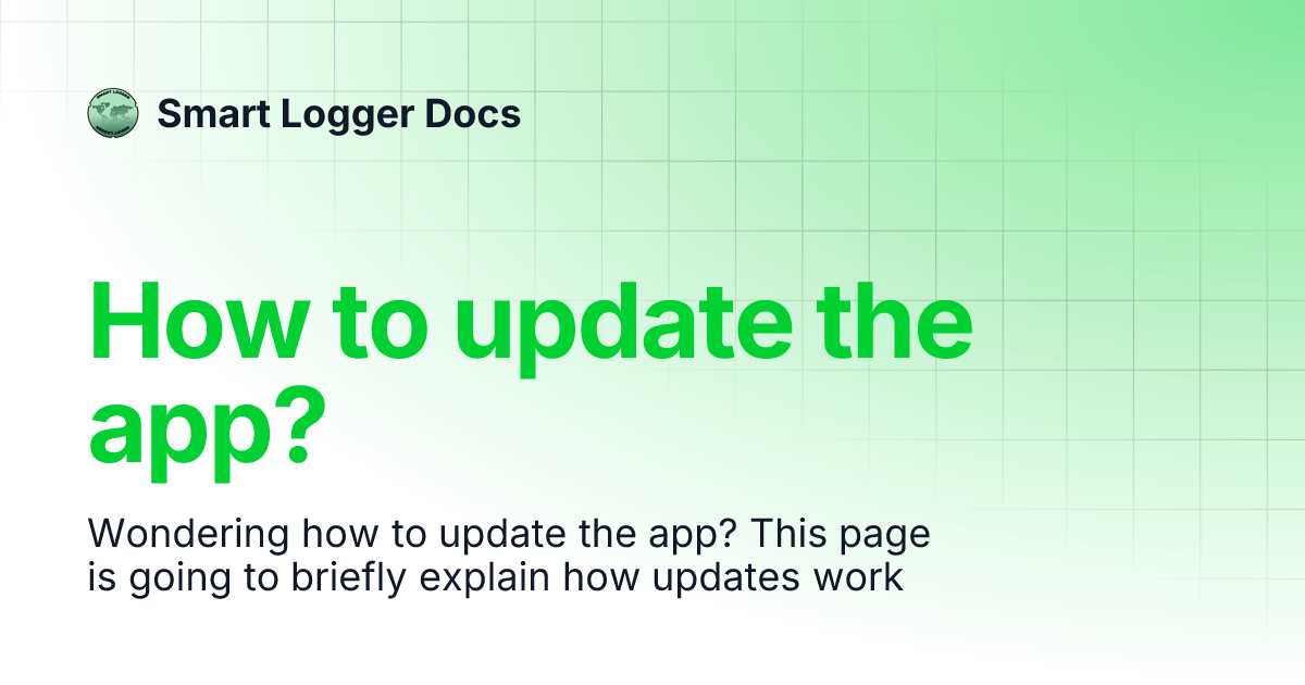 How to update the app? | Smart Logger Docs