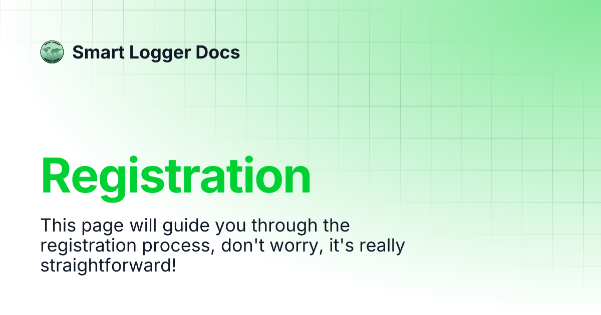 Registration | Smart Logger Docs