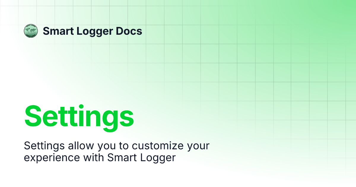 Settings | Smart Logger Docs