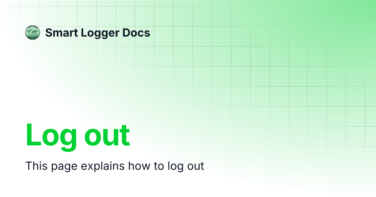 Log out | Smart Logger Docs