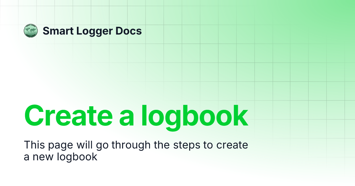 Create a logbook | Smart Logger Docs