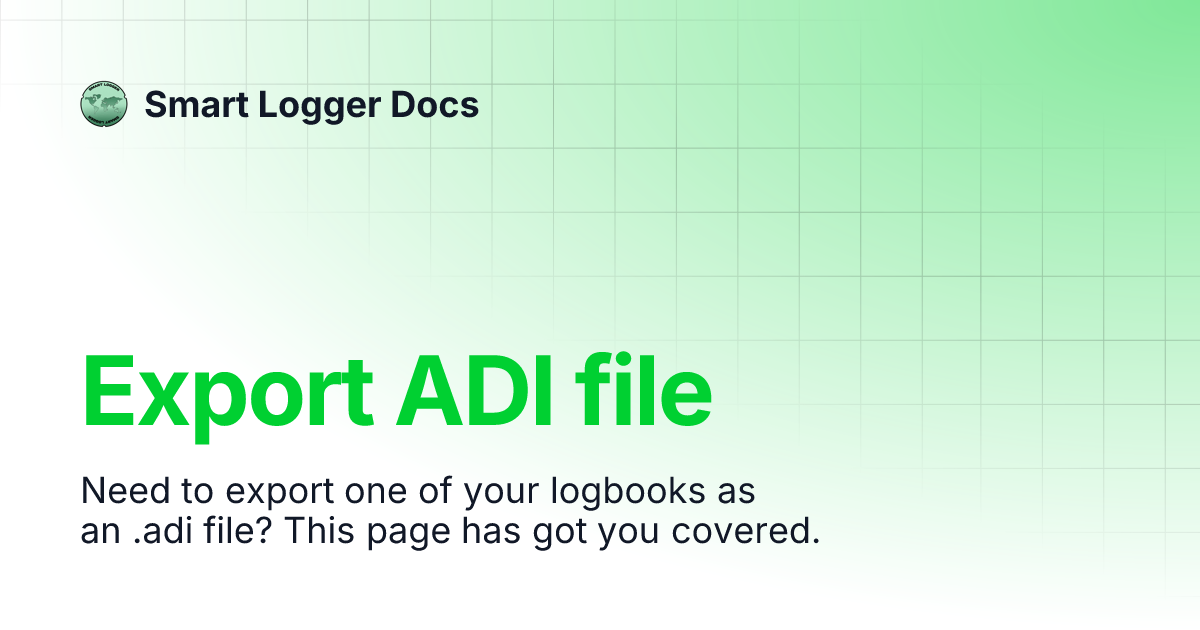 Export ADI file | Smart Logger Docs