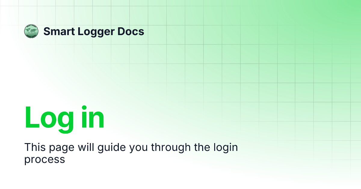 Log in | Smart Logger Docs