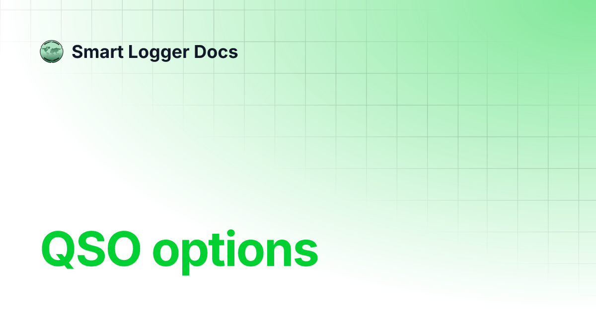 QSO options | Smart Logger Docs