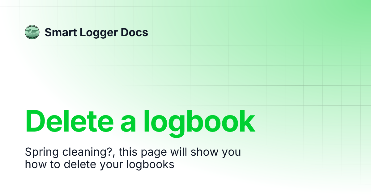 Delete a logbook | Smart Logger Docs
